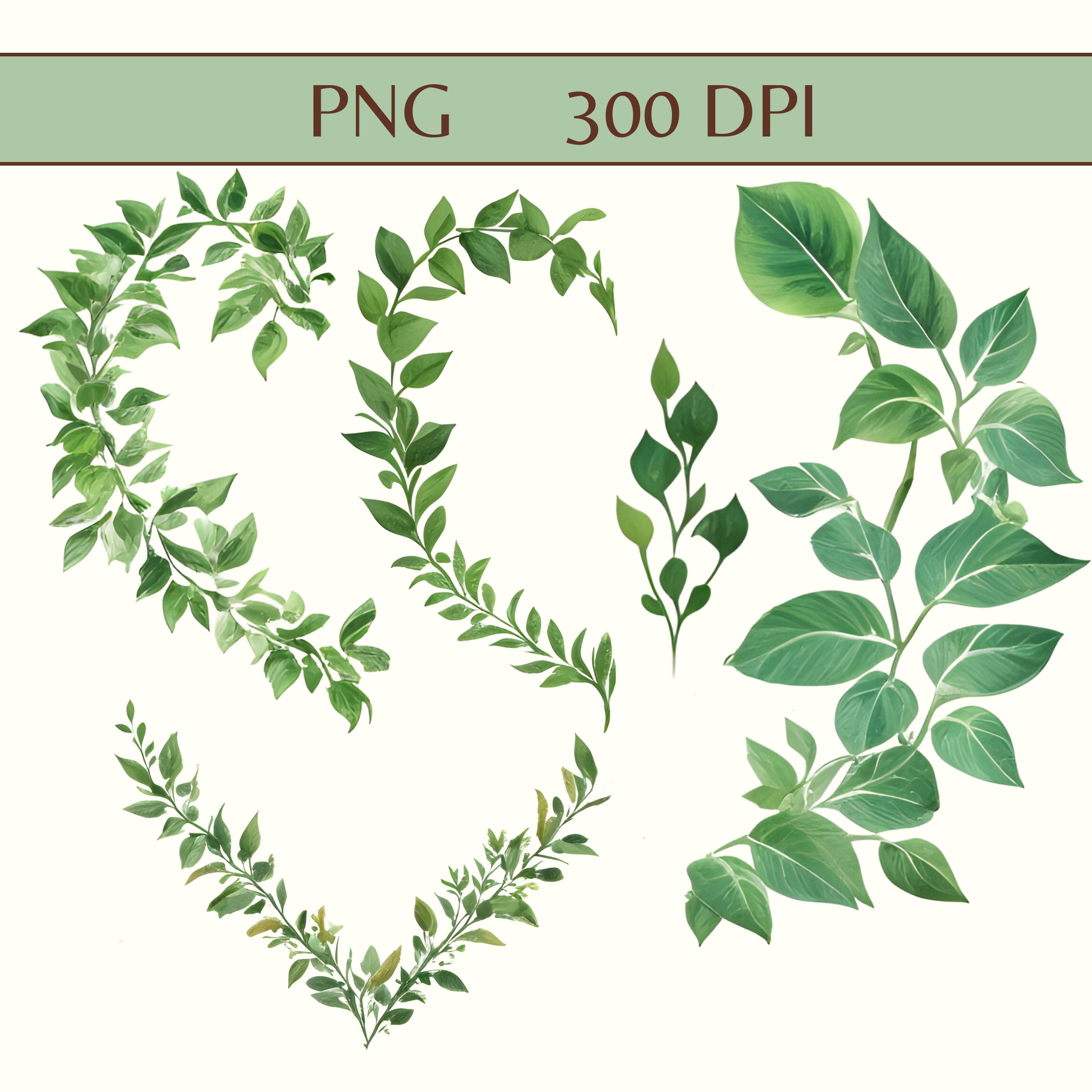 Nature Inspired Green Foliage Border Clipart, PNG Decorate Your Crafts ...