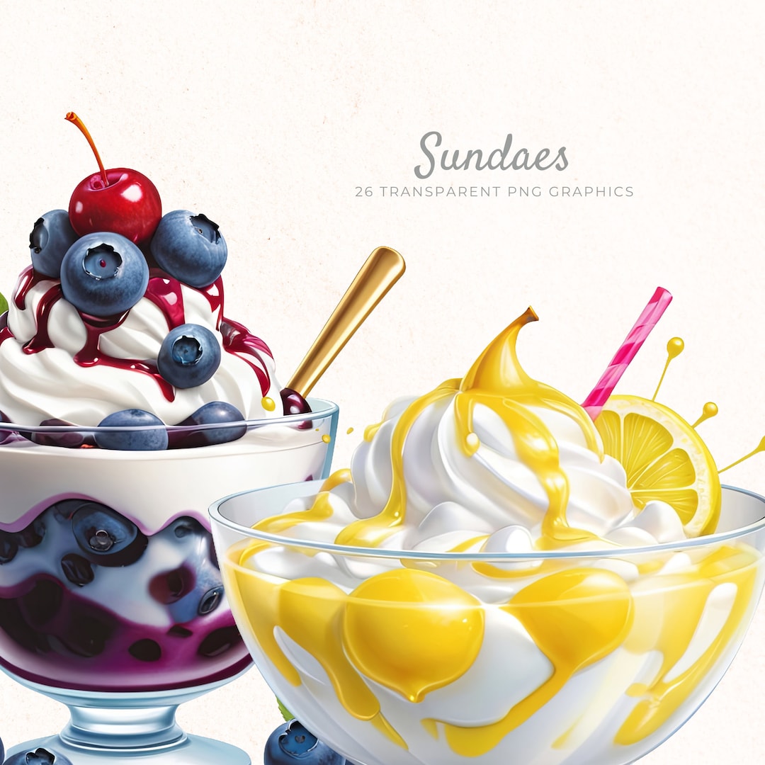 Colorful Sundae Clipart Set, Ice Cream Dessert PNG Images, Summer ...