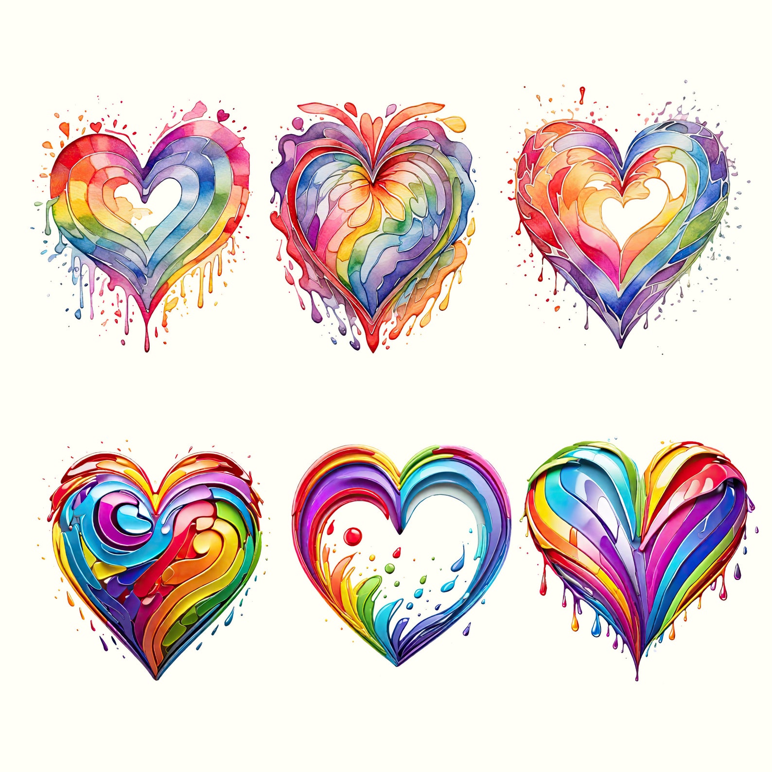 Printable Rainbow Heart Clip Art, LGBT Pride Decor, Valentine's Day ...