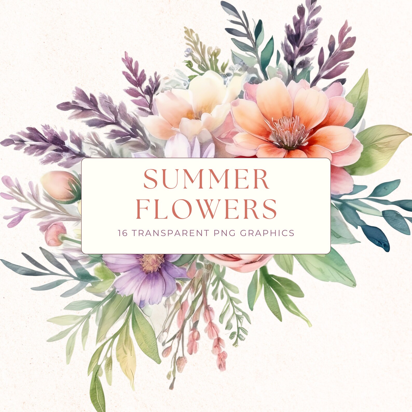 Watercolor Flower Bouquet Clipart Set, Floral PNG Files, Paper Craft ...