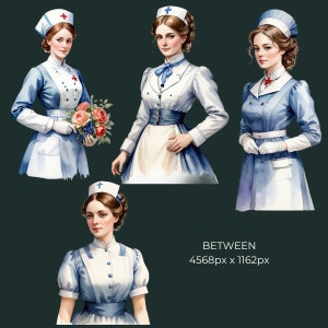 Retro Nurse Clipart Instant Download PNG, Medical Clip Art Graphics ...