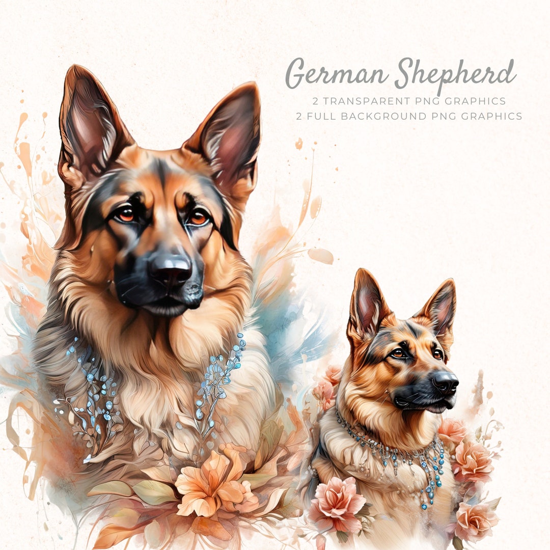 Watercolor German Shepherd Clipart, Alsation Dog PNG, Police Dog ...