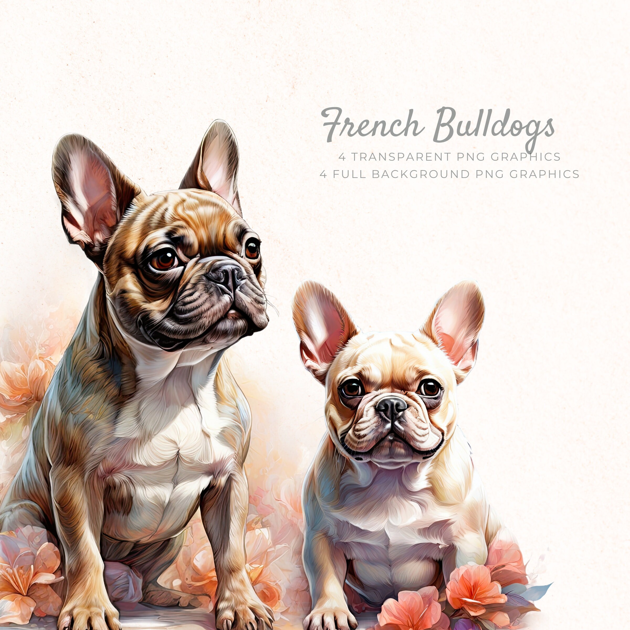 Watercolor Frenchie Clipart Set, French Bulldog Images, Scrapbook ...