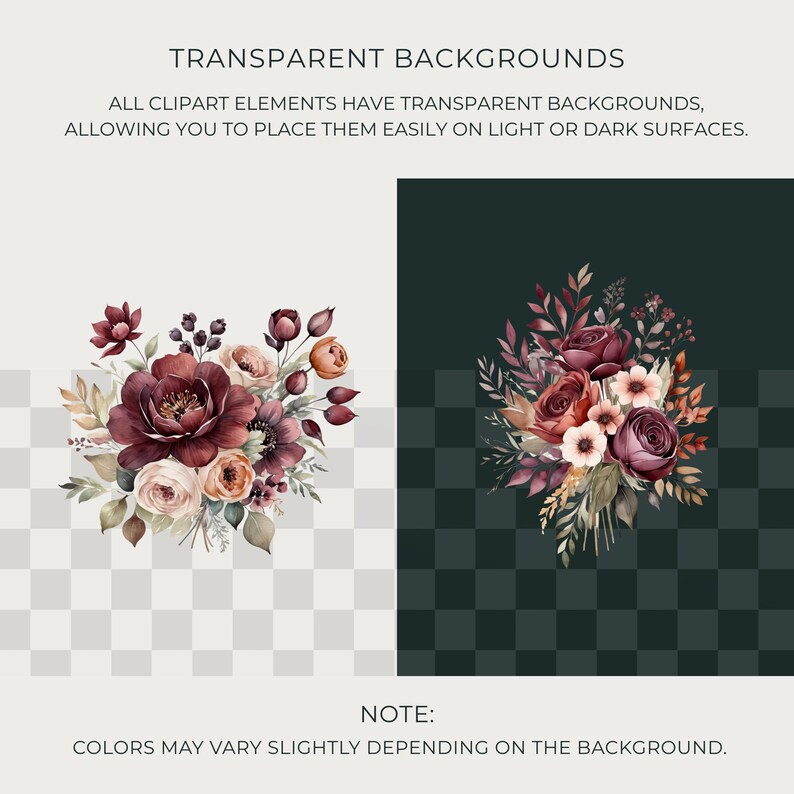 Burgundy Rust Flower Clipart, Scrapbook Images, Fall Floral Clipart ...