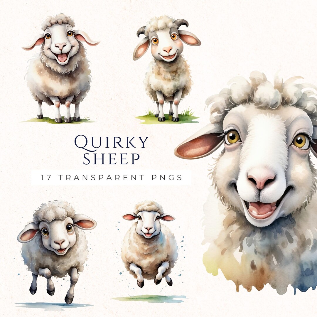 Quirky Sheep Clipart Digital Download, Farm Animal Graphics, Cardmaking ...