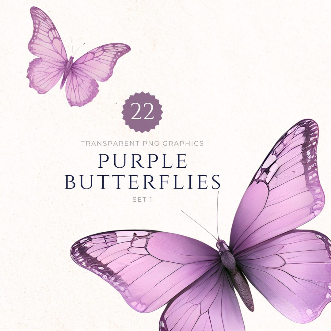 Purple Butterfly Decoration Clipart, Purple Butterflies PNG, Instant ...