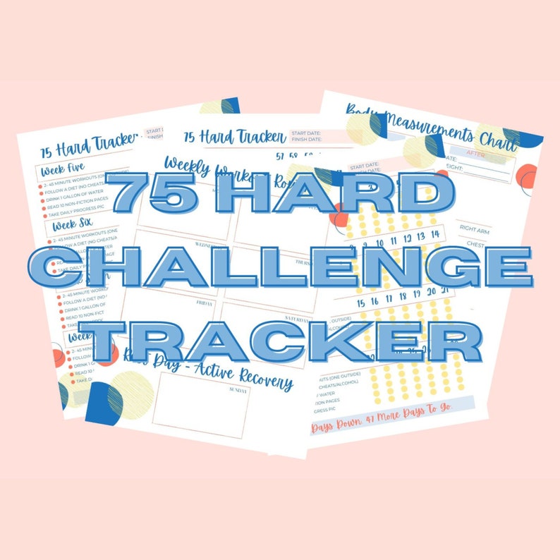 75 Hard Challenge Tracker Printable - Etsy