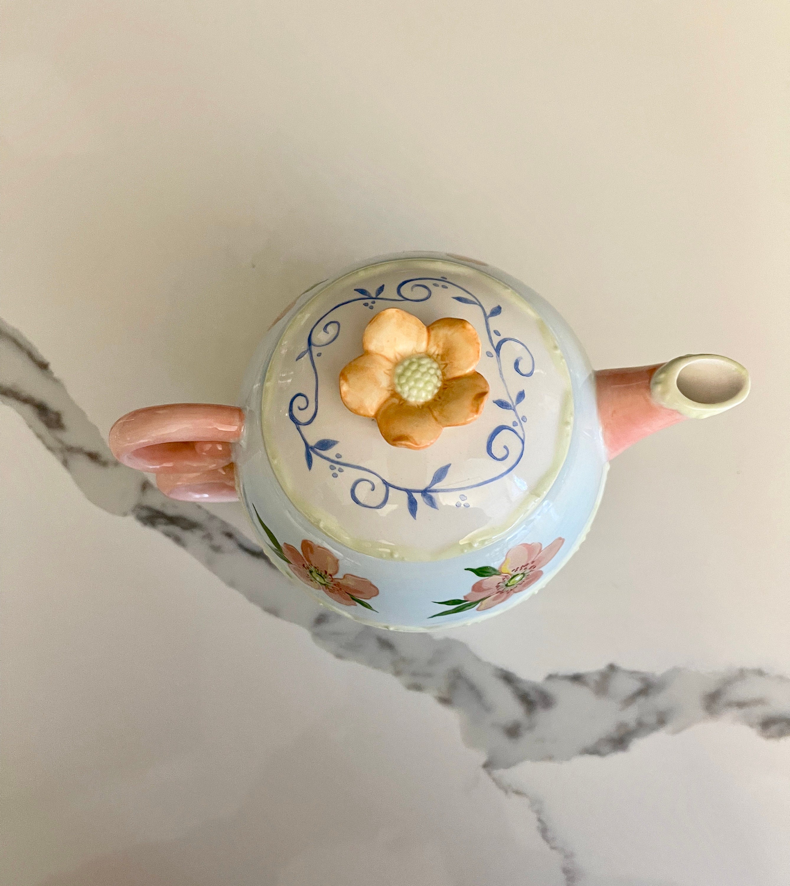 Vintage Avon Stacked Teapot and Cup for One, Hand Painted in Beautiful ...