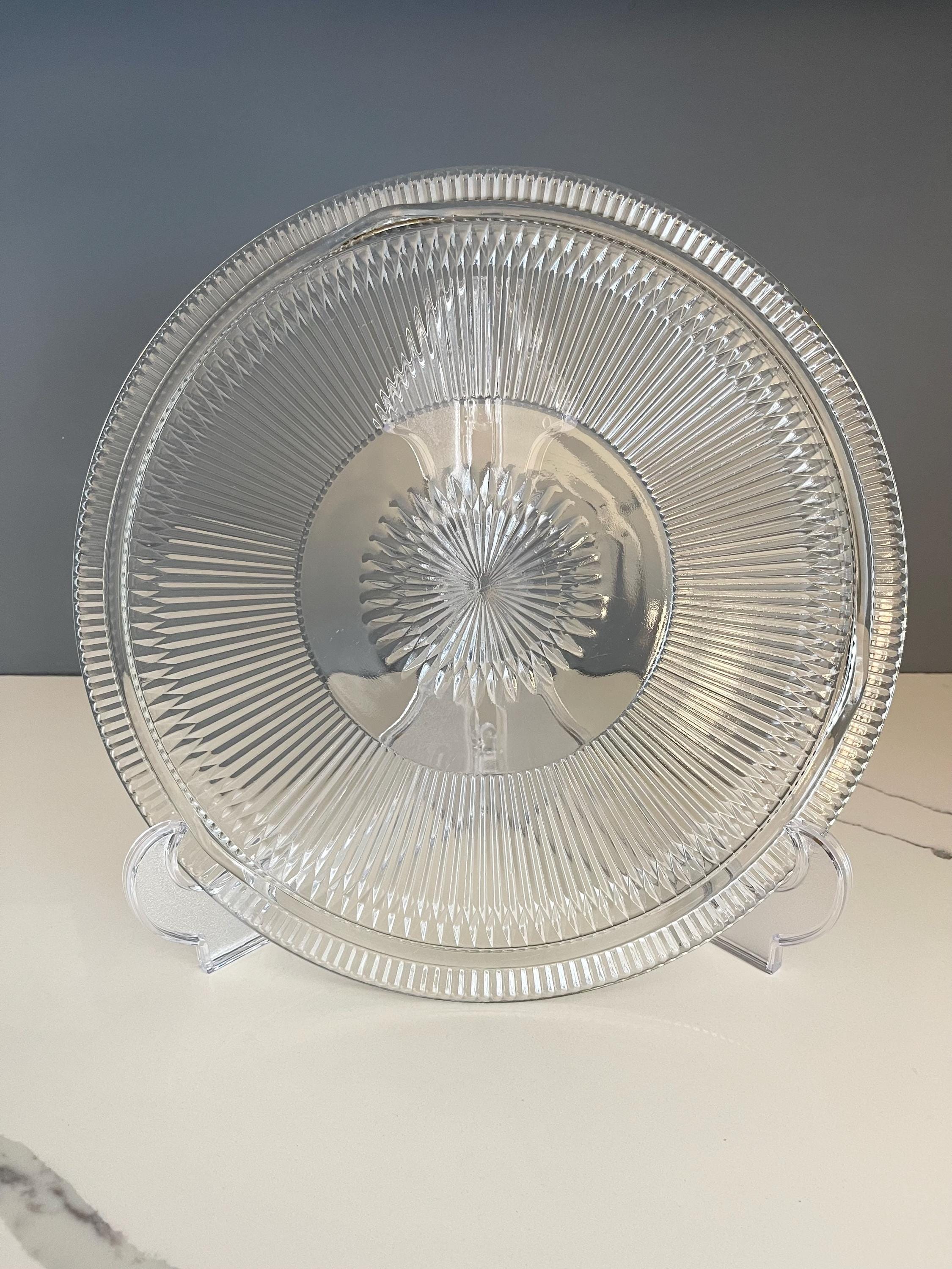 Vintage Ribbed Glass Cake Plate: Footed Charcuterie Board (12.25 Inch ...