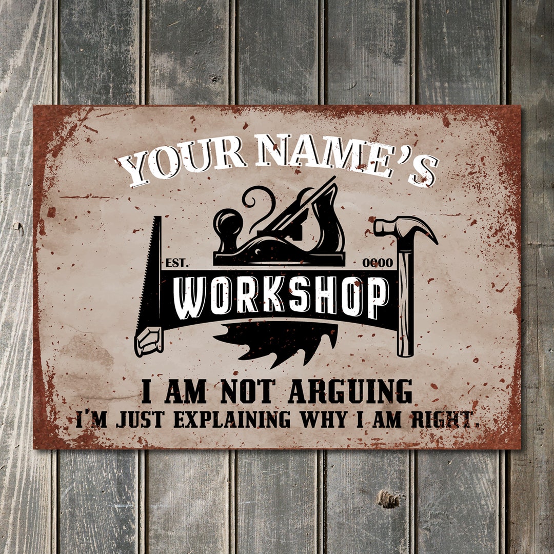 PERSONALISED Carpenter Workshop Sign Customized Gift Wall Decor Metal ...