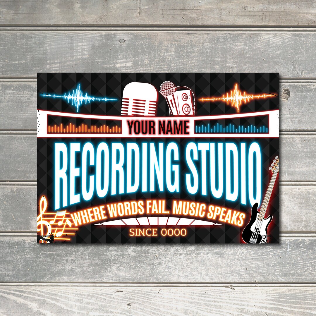 PERSONALISED Recording Studio Metal Plaque Musicians Music Room Singers ...