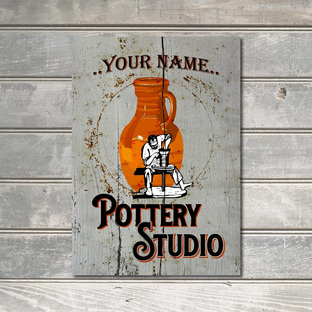 Personalised CUSTOM POTTERY STUDIO Sign Vintage Style Decor Gift Metal ...