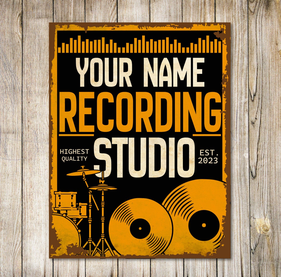 PERSONALISED Recording Studio Metal Plaque Musicians Music Room Singers ...