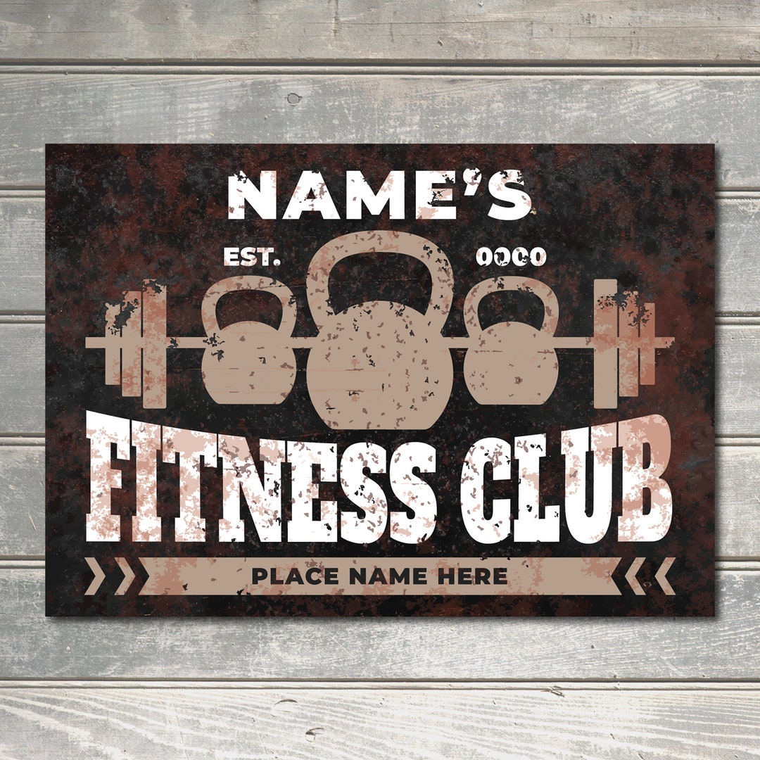 PERSONALISED Fitness Club Gym Sign Healthy Living Workout Exercise Wall ...