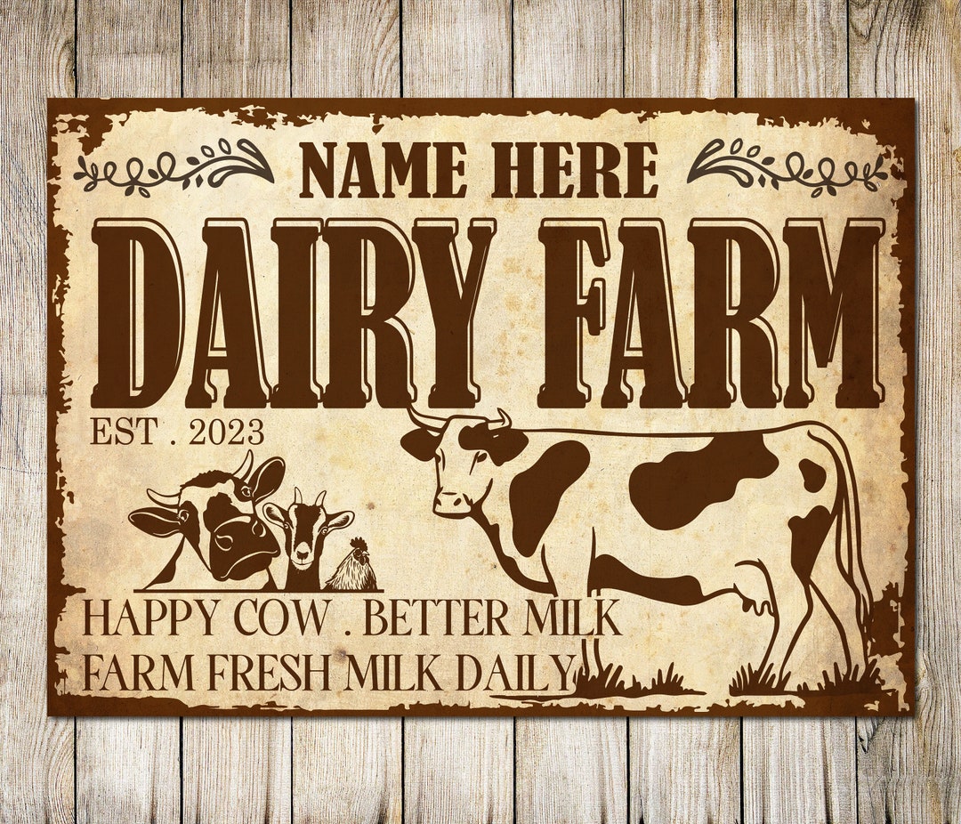 PERSONALISED Cattle Dairy Farm Sign Customised Gift Fresh Milk Cheese ...