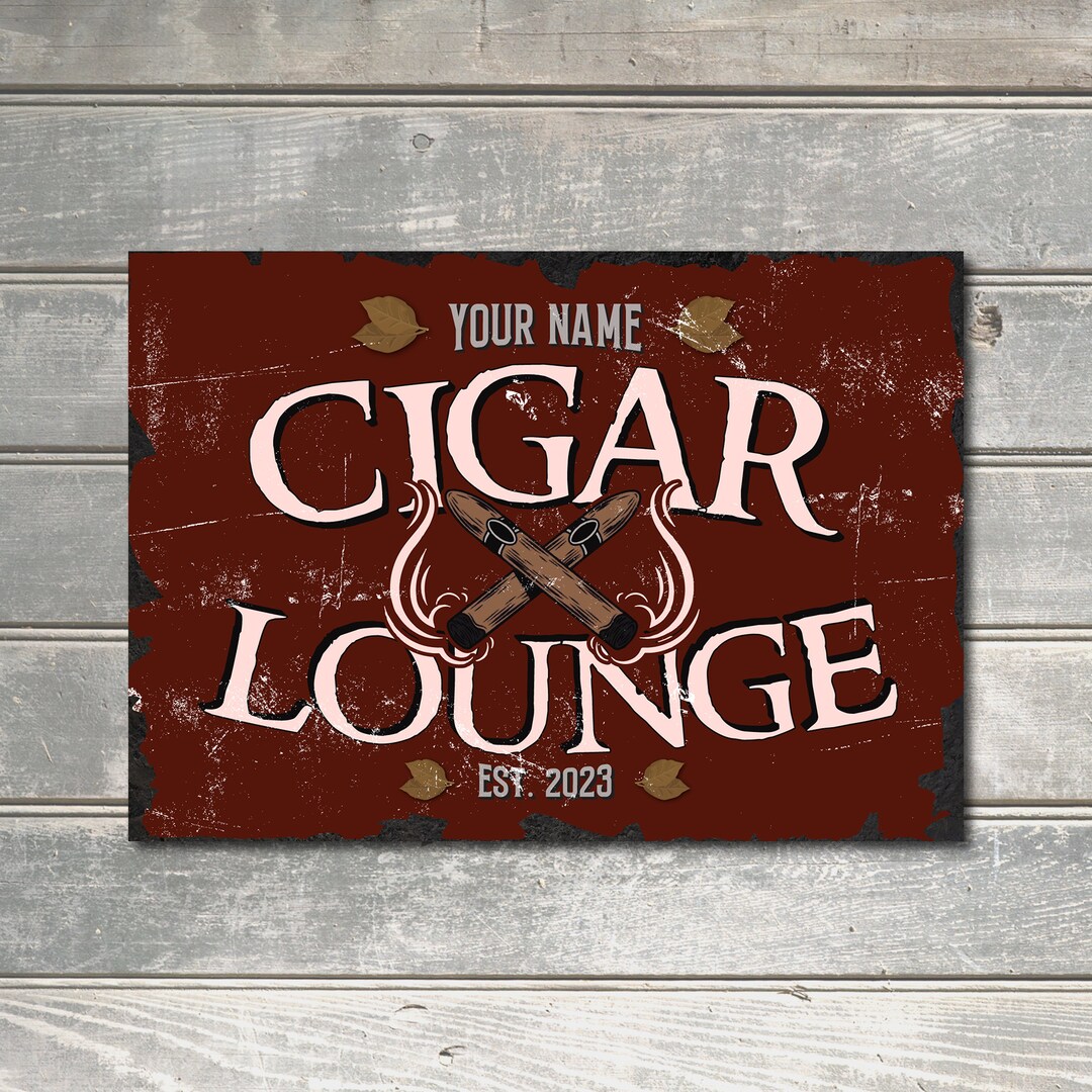 PERSONALISED Cigar Room Sign, Cigar Bar & Lounge Metal Plaque Wall ...