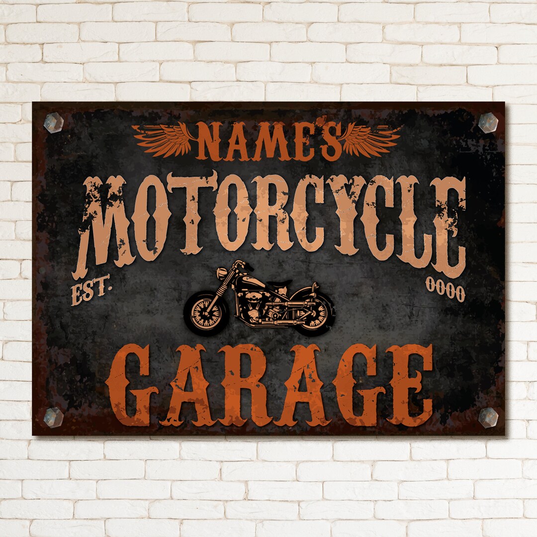 PERSONALISED Motorcycle Sign Metal Plaque Biker Wall Decor Custom Sign ...