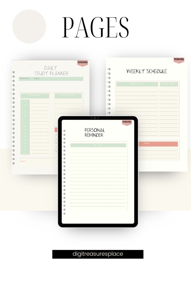 Student Academic Planner, Digital Planner, Student Notebook ...