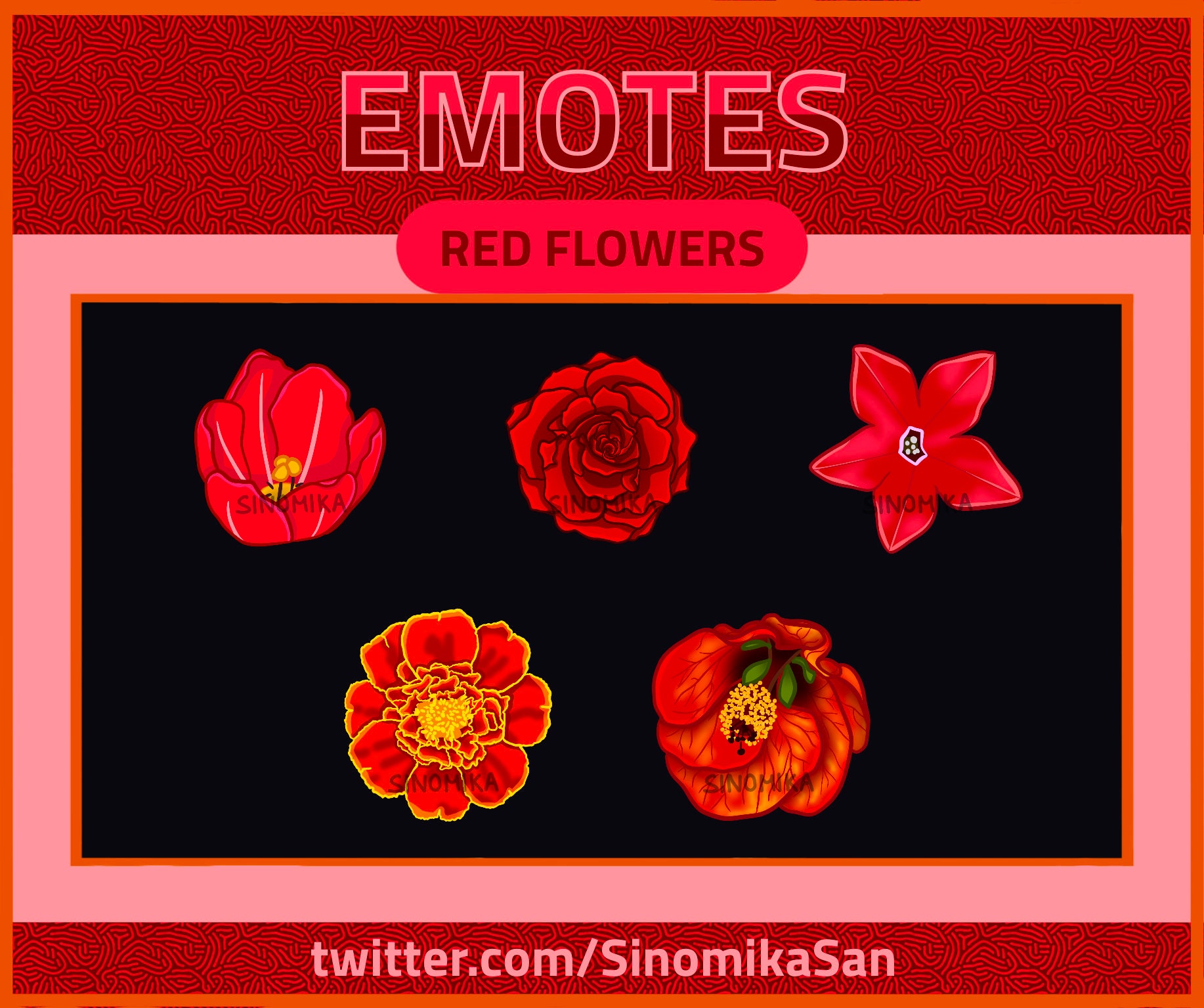 5 Red Flower Emotes twitch, Discord, Kick, Youtube, Facebook - Etsy