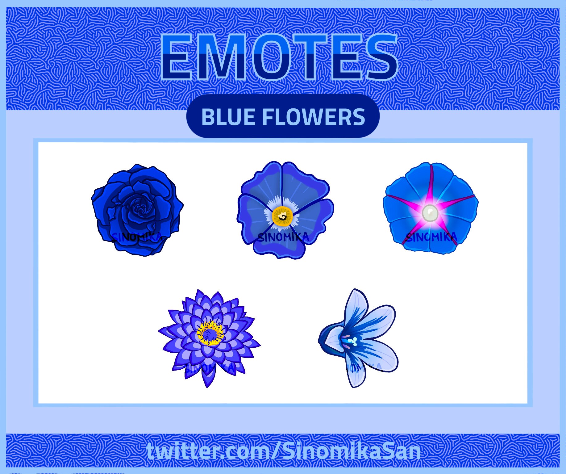 5 Blue Flower Emotes (twitch, Discord, Kick, Youtube, Facebook) - Etsy