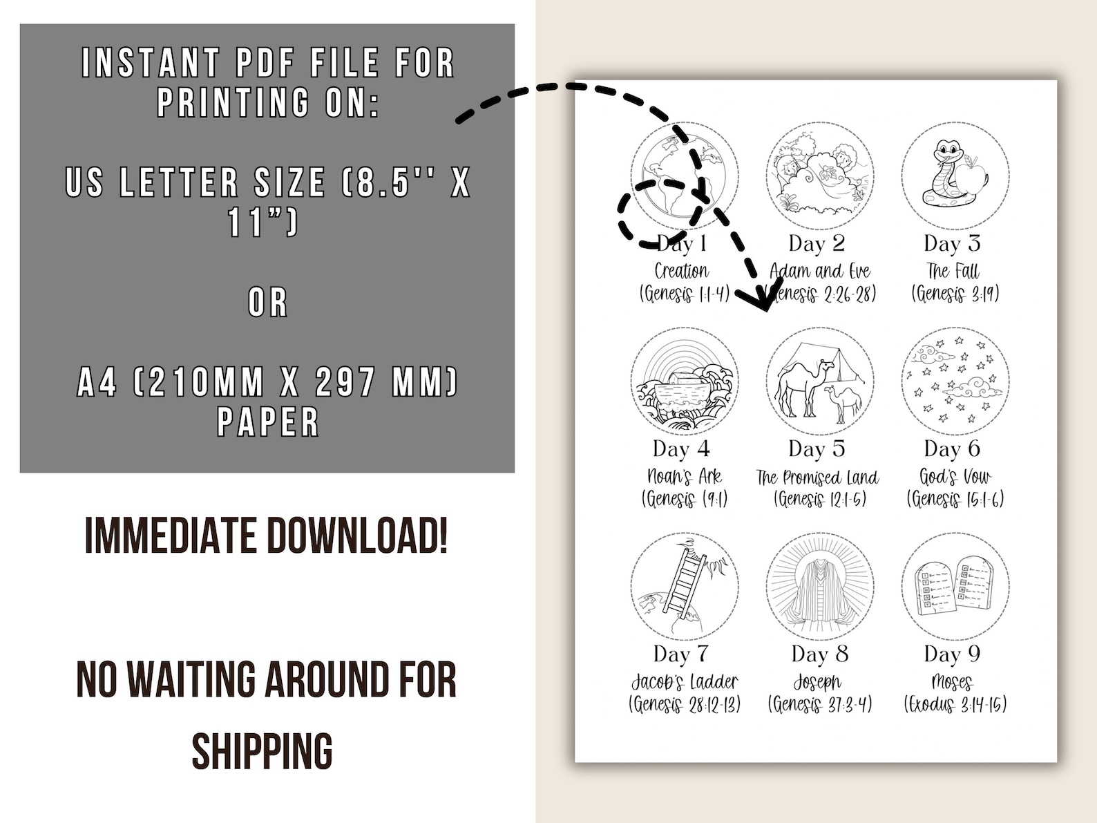 Jesse Tree Ornaments Printable, Printable Jesse Tree Activity, Catholic ...