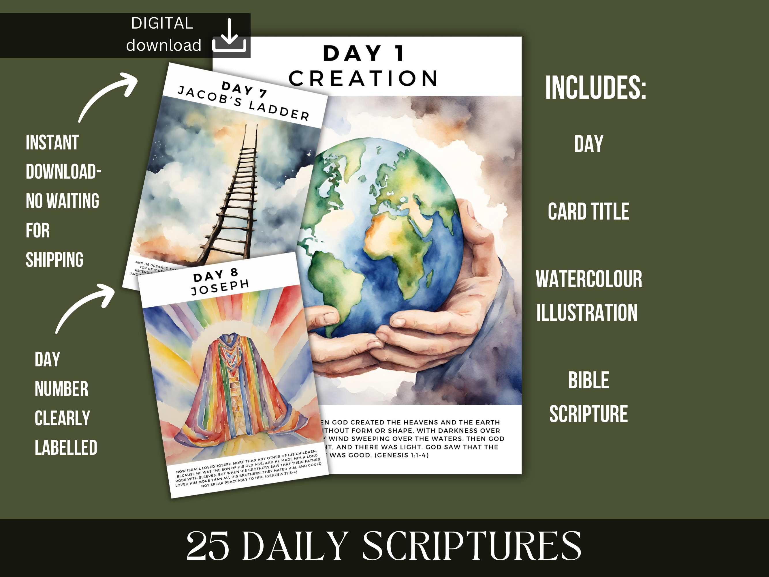 Advent Scripture Cards | Nativity Advent Calendar | Jesse Tree | Kids ...
