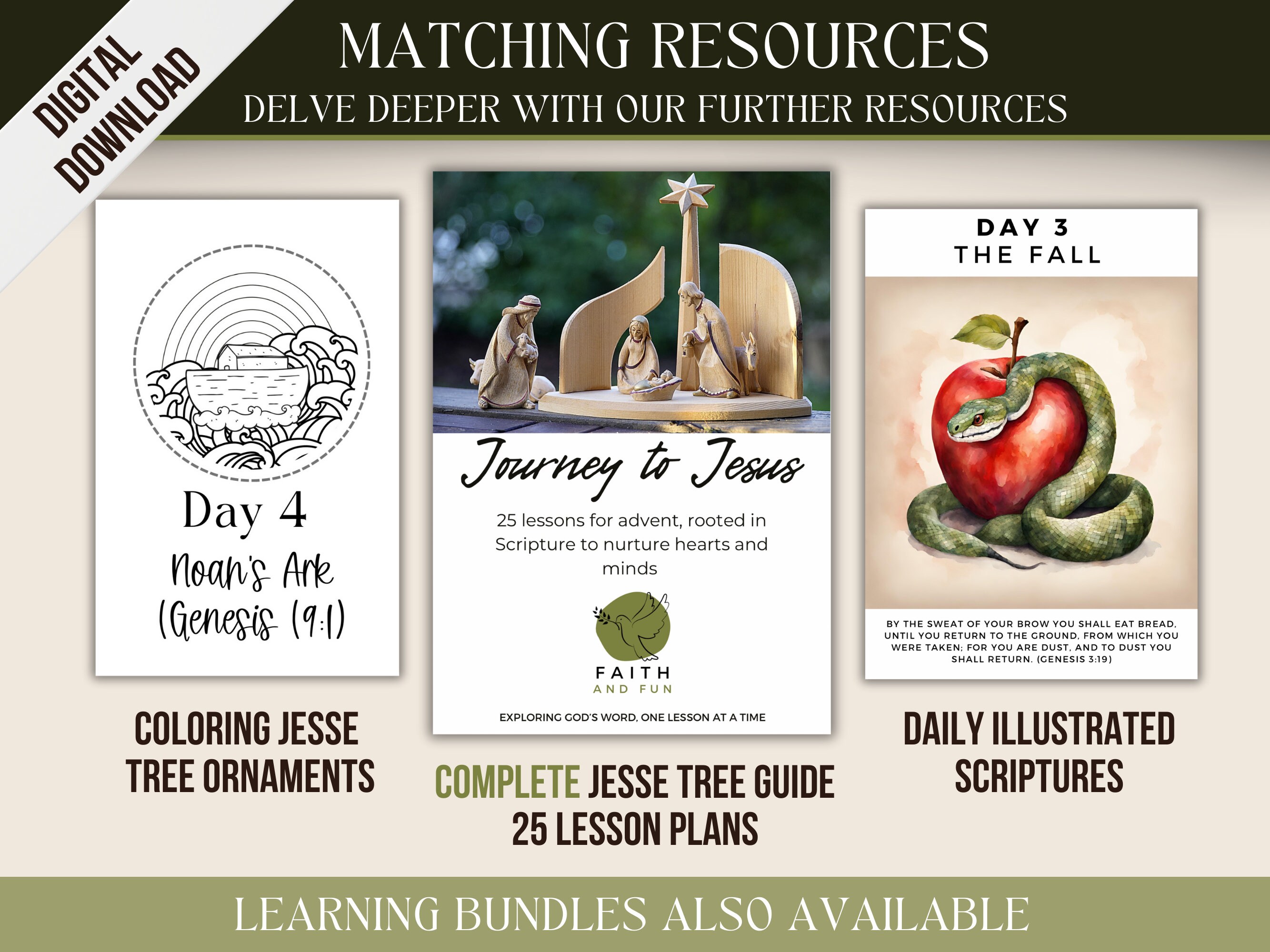 Jesse Tree Wall Art | Bible Verse Print for Kids | Christian Christmas ...