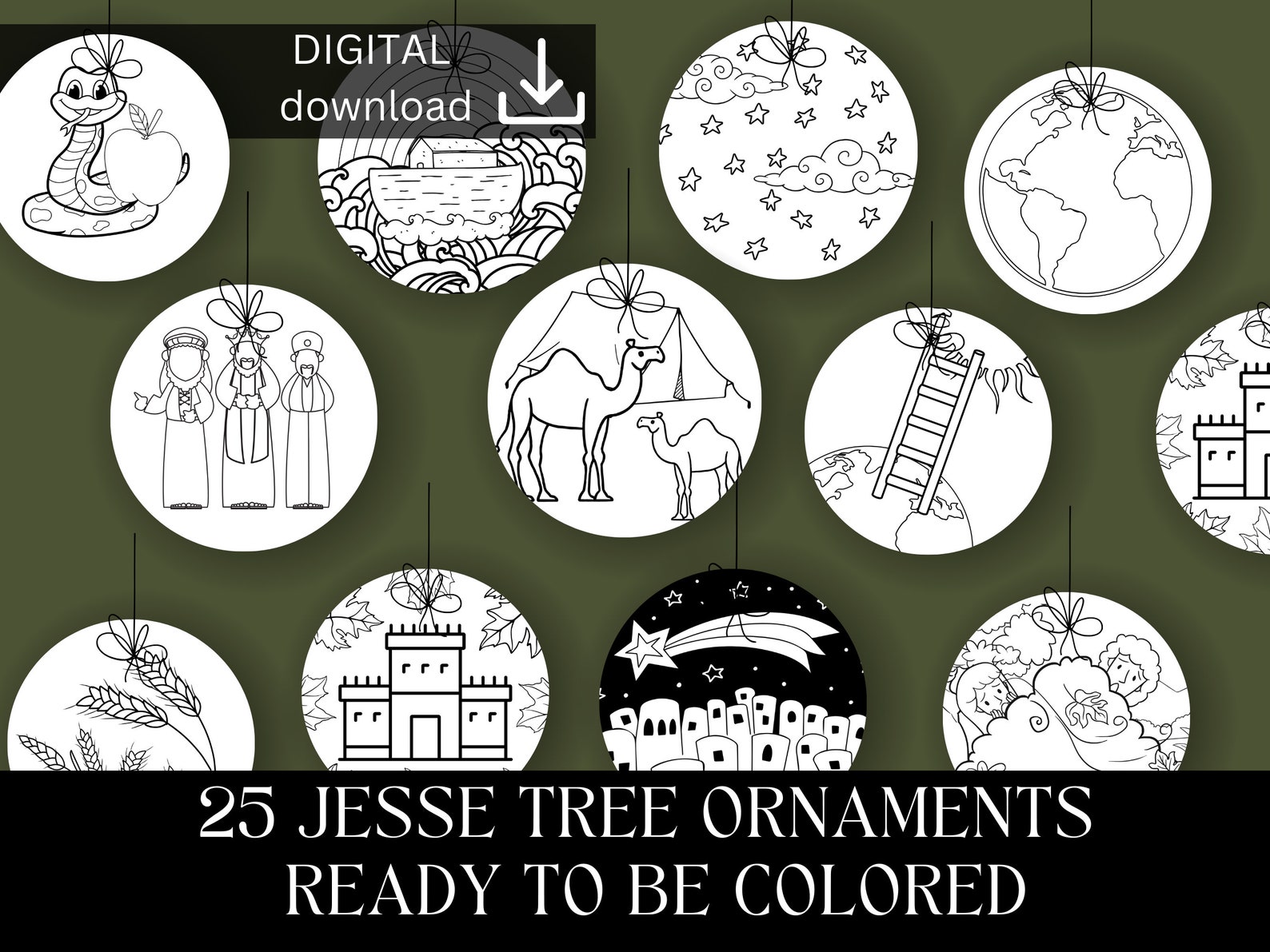 Jesse Tree Ornaments Printable, Printable Jesse Tree Activity, Catholic ...