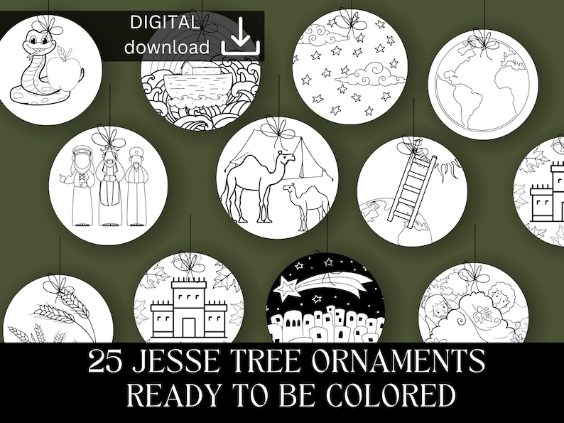Jesse Tree Ornaments Printable, Printable Jesse Tree Activity, Catholic ...