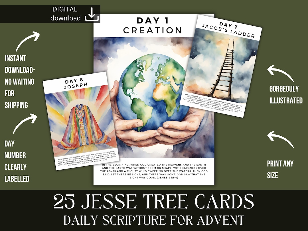 Jesse Tree Printable | Advent Cards | Jesse Tree Ornaments | Catholic ...