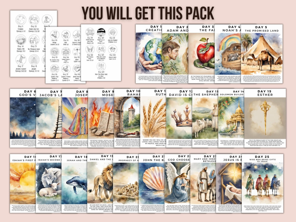 Advent Scripture Cards Jesse Tree Ornaments Kids Advent Calendar Bible ...