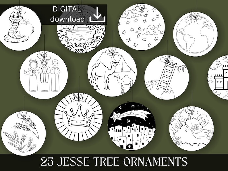 Jesse Tree Ornaments Printable, Printable Jesse Tree Activity, Catholic ...