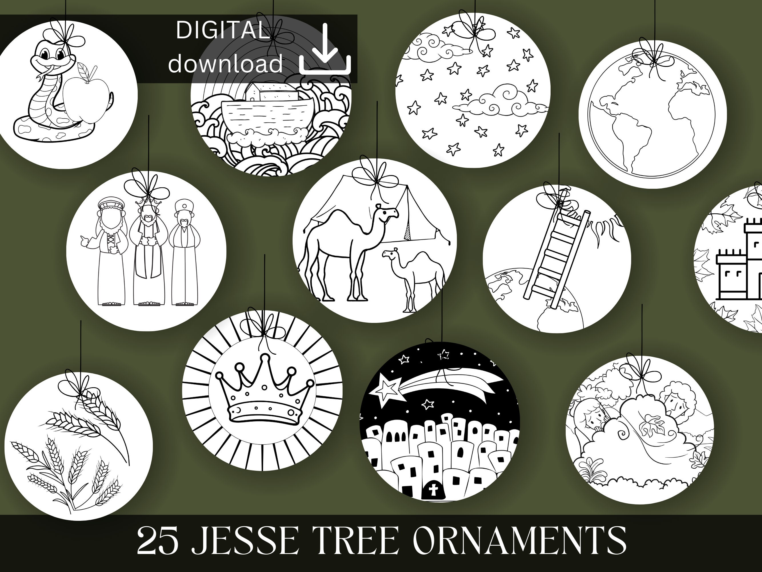 Jesse Tree Ornaments Printable, Printable Jesse Tree Activity, Catholic ...