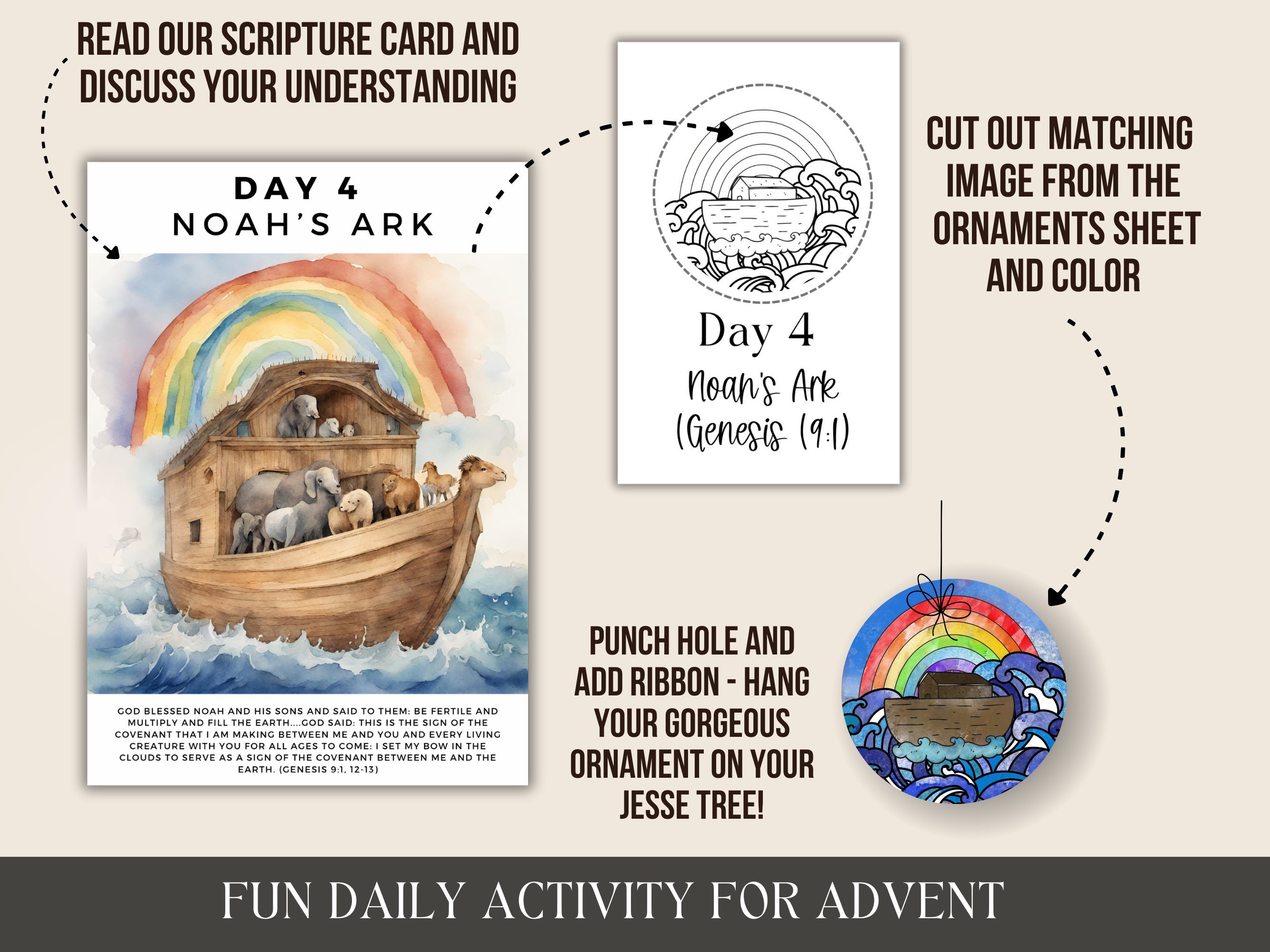 Advent Scripture Cards | Jesse Tree Ornaments | Kids Advent Calendar ...