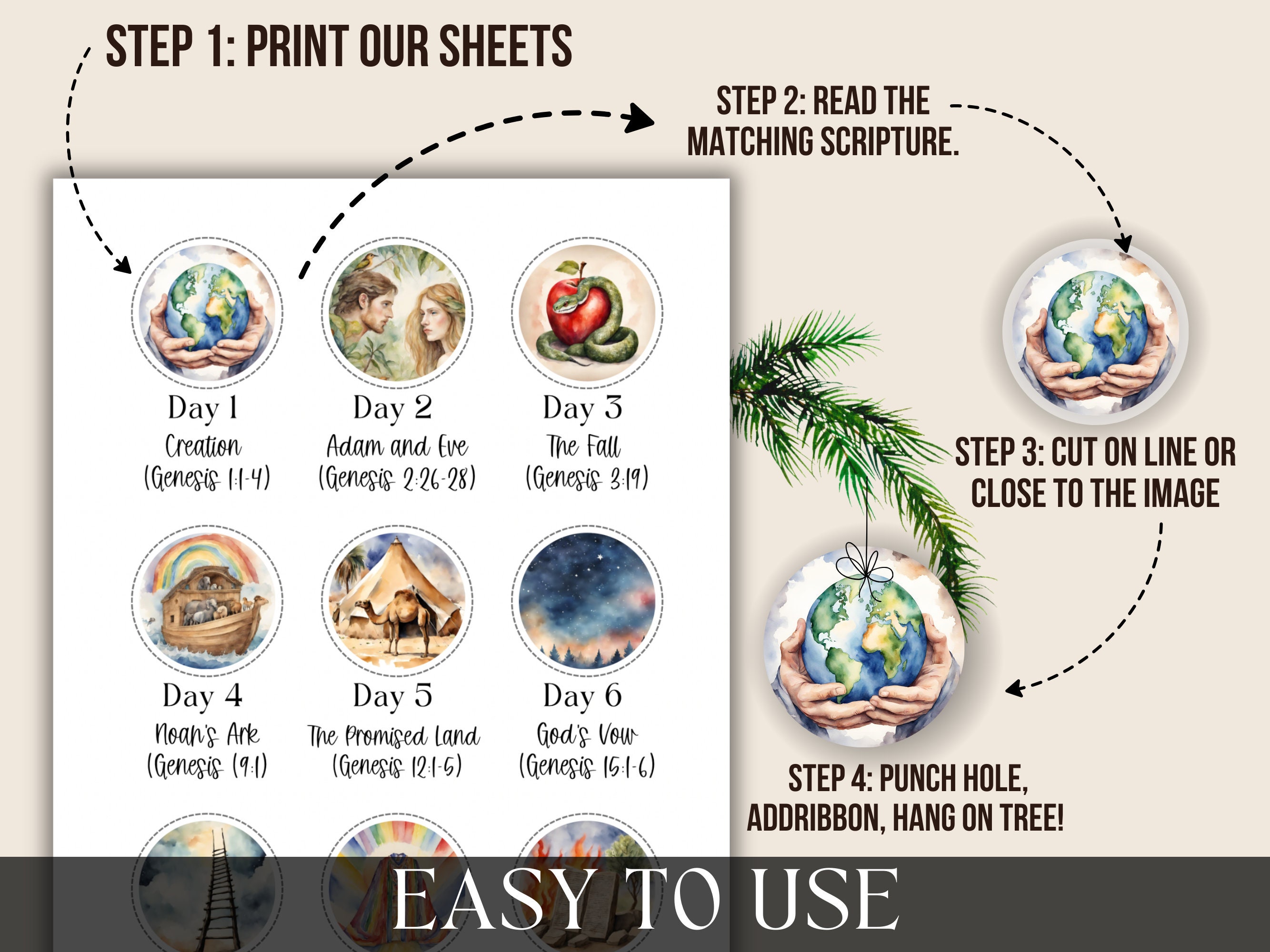 Printable Jesse Tree Ornaments | Bible Verse Cards for Christmas ...