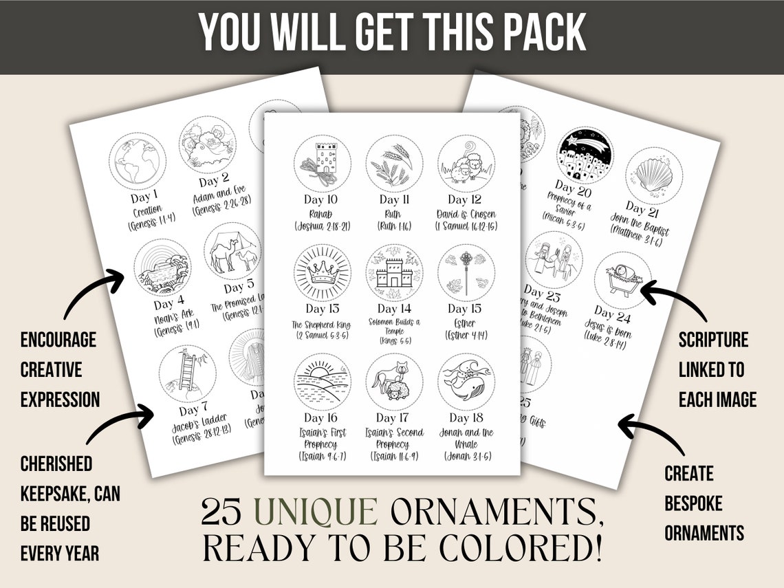 Jesse Tree Ornaments Printable, Printable Jesse Tree Activity, Catholic ...