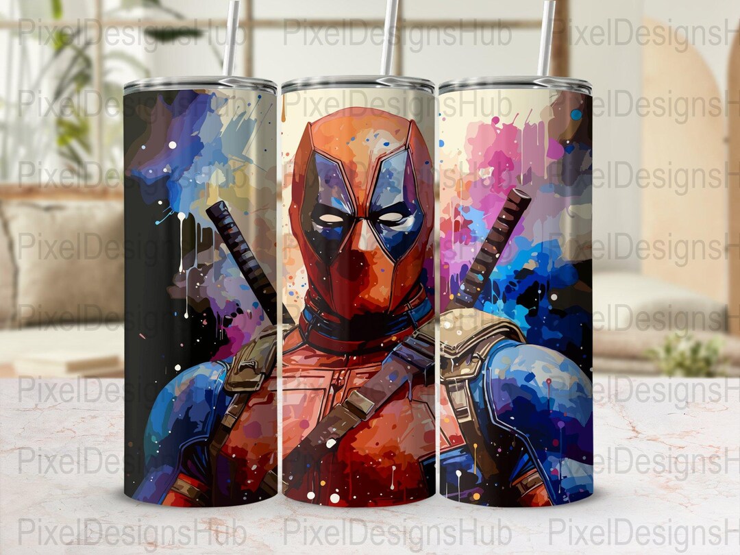 Deadpool Superhero 20oz Skinny Tumbler Sublimation Design, Straight ...