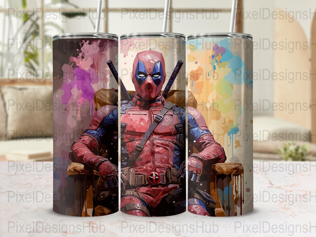 Deadpool Superhero 20oz Skinny Tumbler Sublimation Design - Etsy