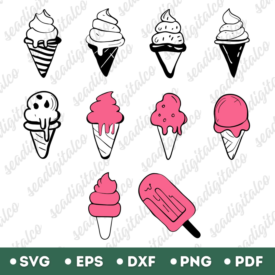 Ice Cream Svg, Ice Cream Set, Ice Cream Cone Svg, Ice Cream Doodle ...