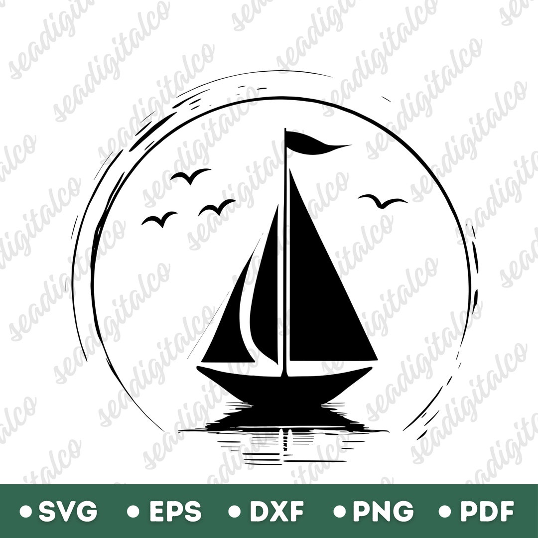 Sailboat Svg, Sailboat Ocean Svg, Sailing Ship Svg, Sailboat Silhouette ...