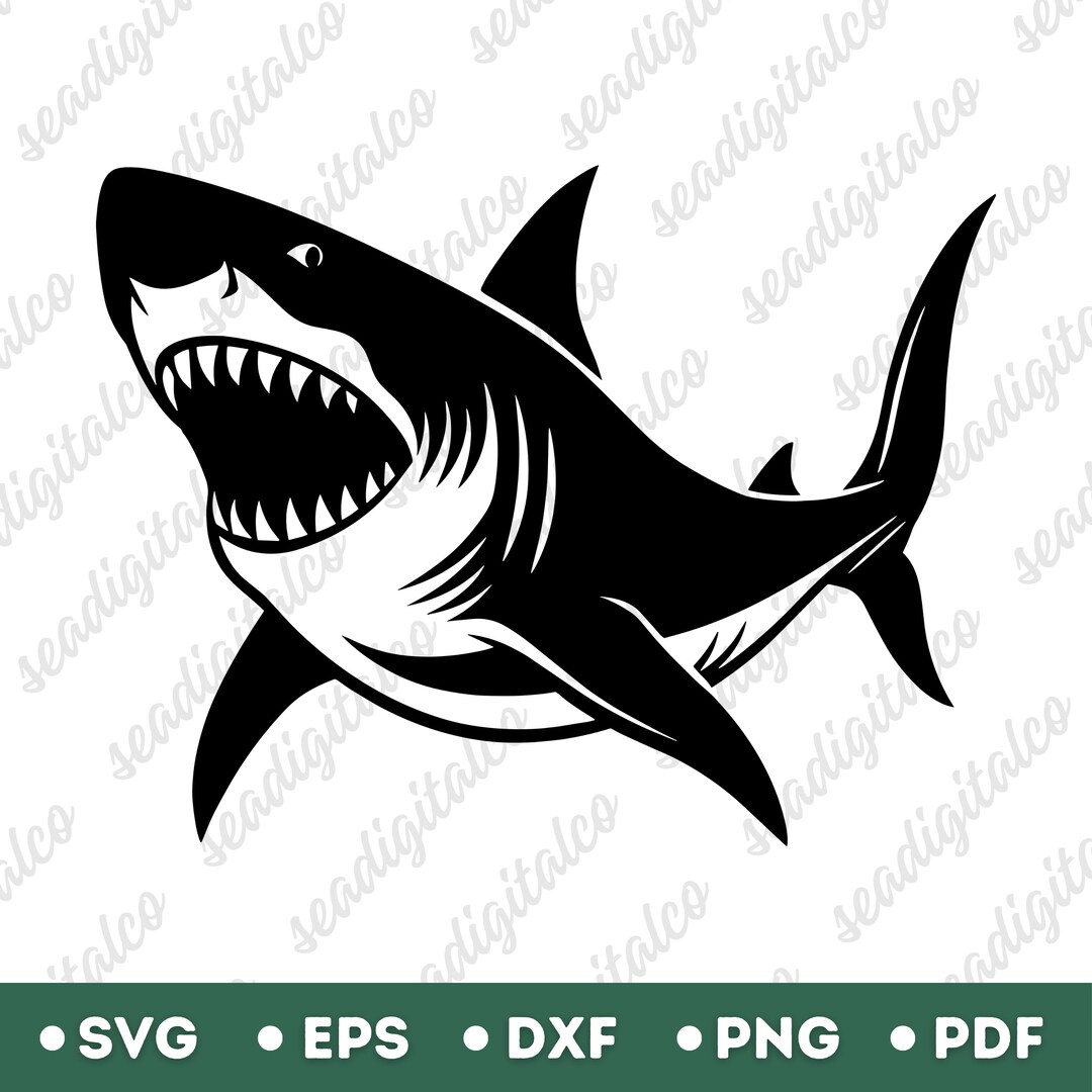 Shark Svg, Shark Silhouette, Shark Clipart, Fish Svg, Shark Svg Files ...