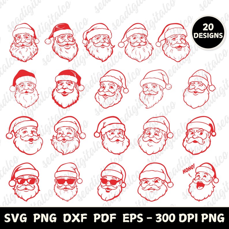 Vintage Santa SVG Bundle, Red Santa Png, Old School Father Christmas ...