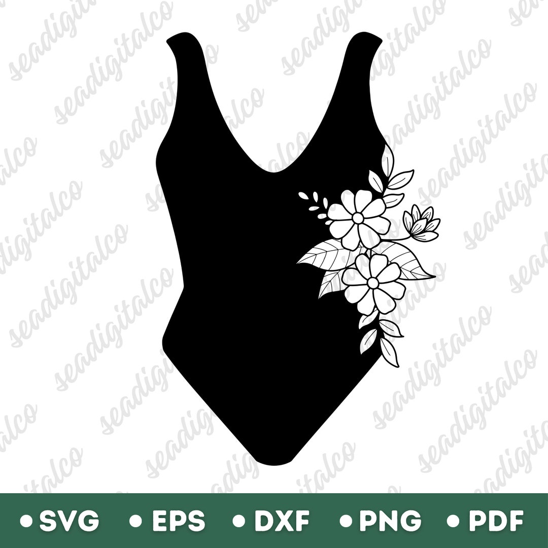 Floral Swimsuit Svg, Bathing Suit Svg, Swimwear Svg, Bikini Vector ...