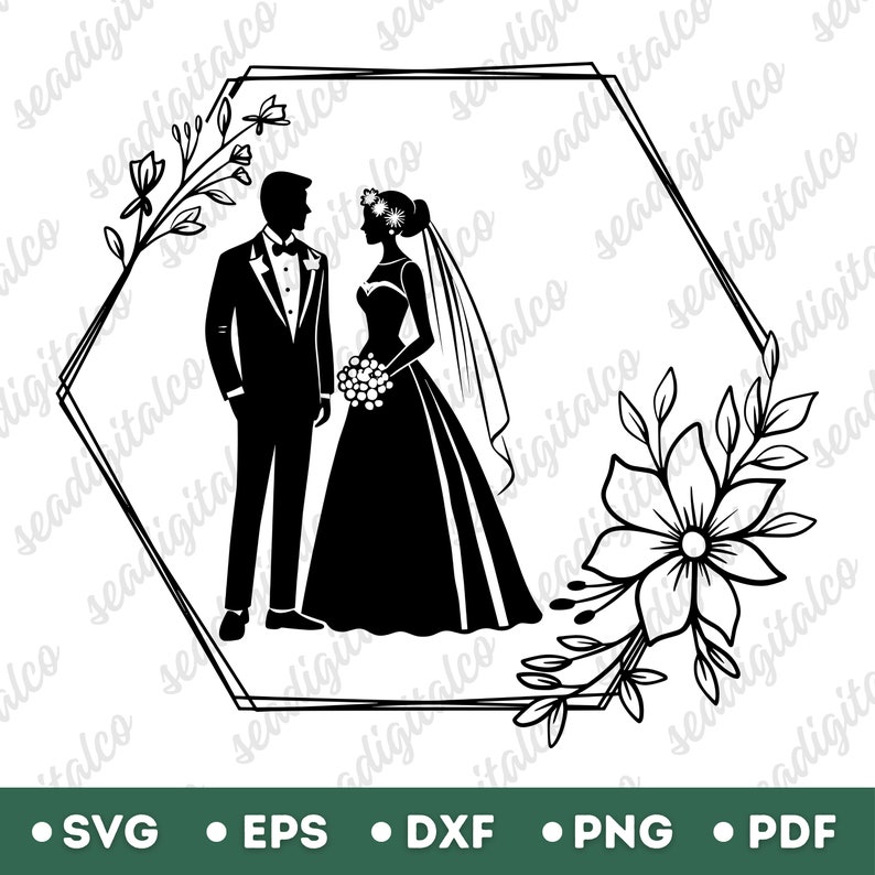 Bride and Groom Clipart, Wedding Svg, Wedding Couple Svg, Couple ...