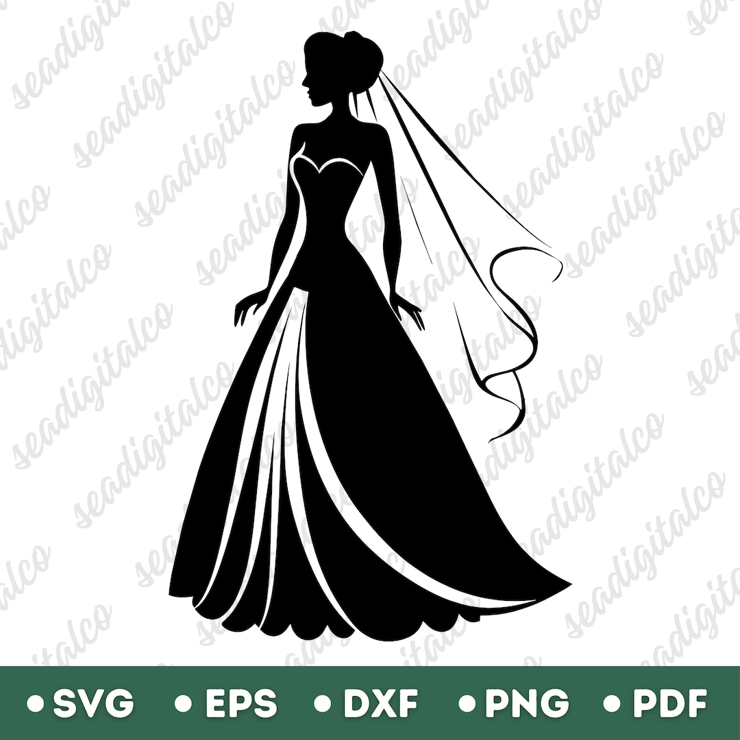 Wedding Bride SVG, Bride Silhouette, Bride Clipart, Wedding Design Svg ...