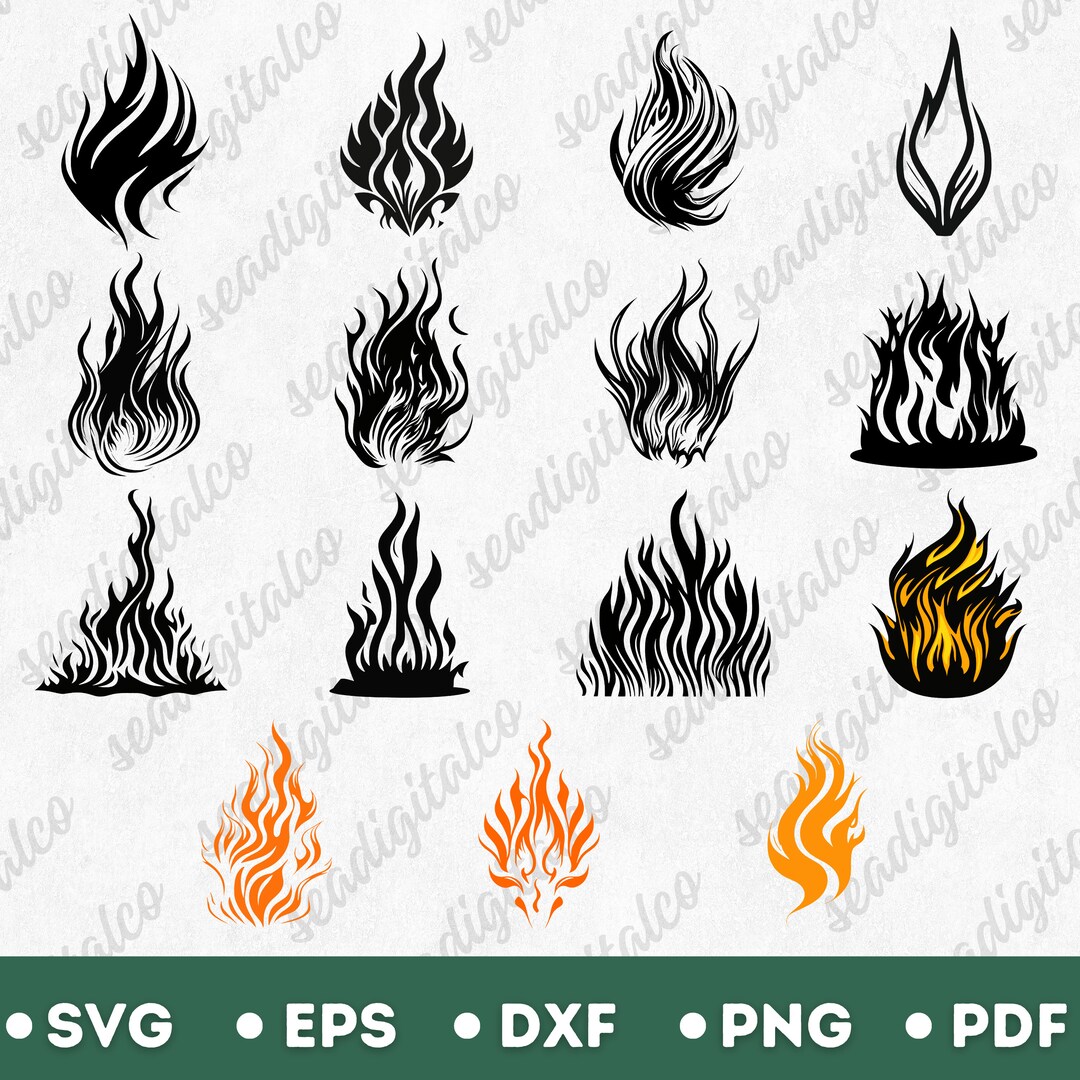 Fire Flame SVG Bundle, Fire Svg Files, Fire Flames Svg, Flame ...