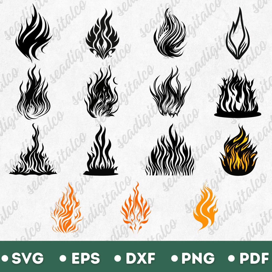 Fire Flame SVG Bundle, Fire Svg Files, Fire Flames Svg, Flame ...