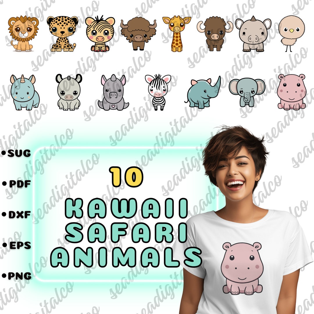 Cute Safari Animals Svg Bundle, Cute Jungle Animals, Baby Animal Face ...