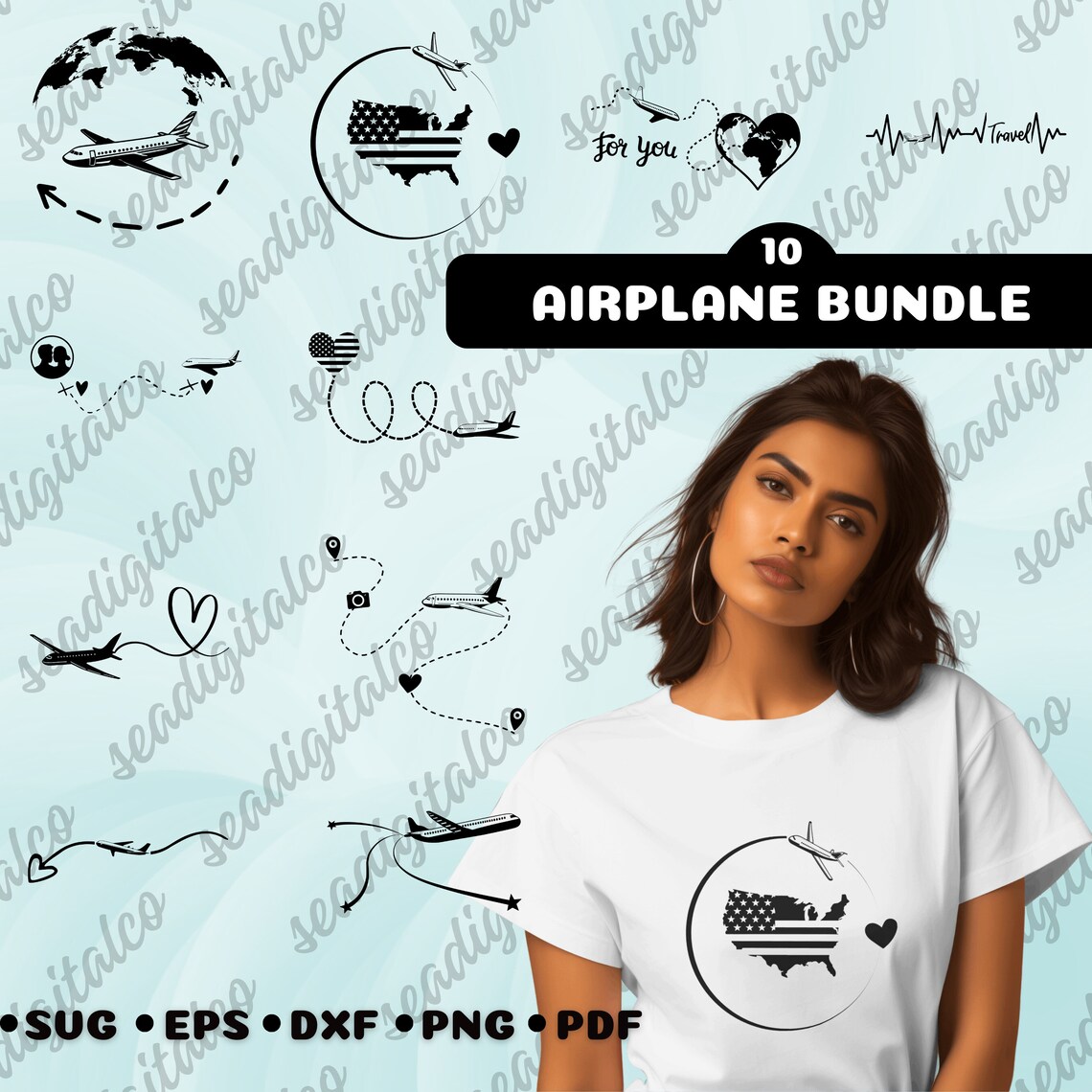 Airplane Bundle SVG, Travel Svg, Heart Worls Svg, Airplane Vector Files ...