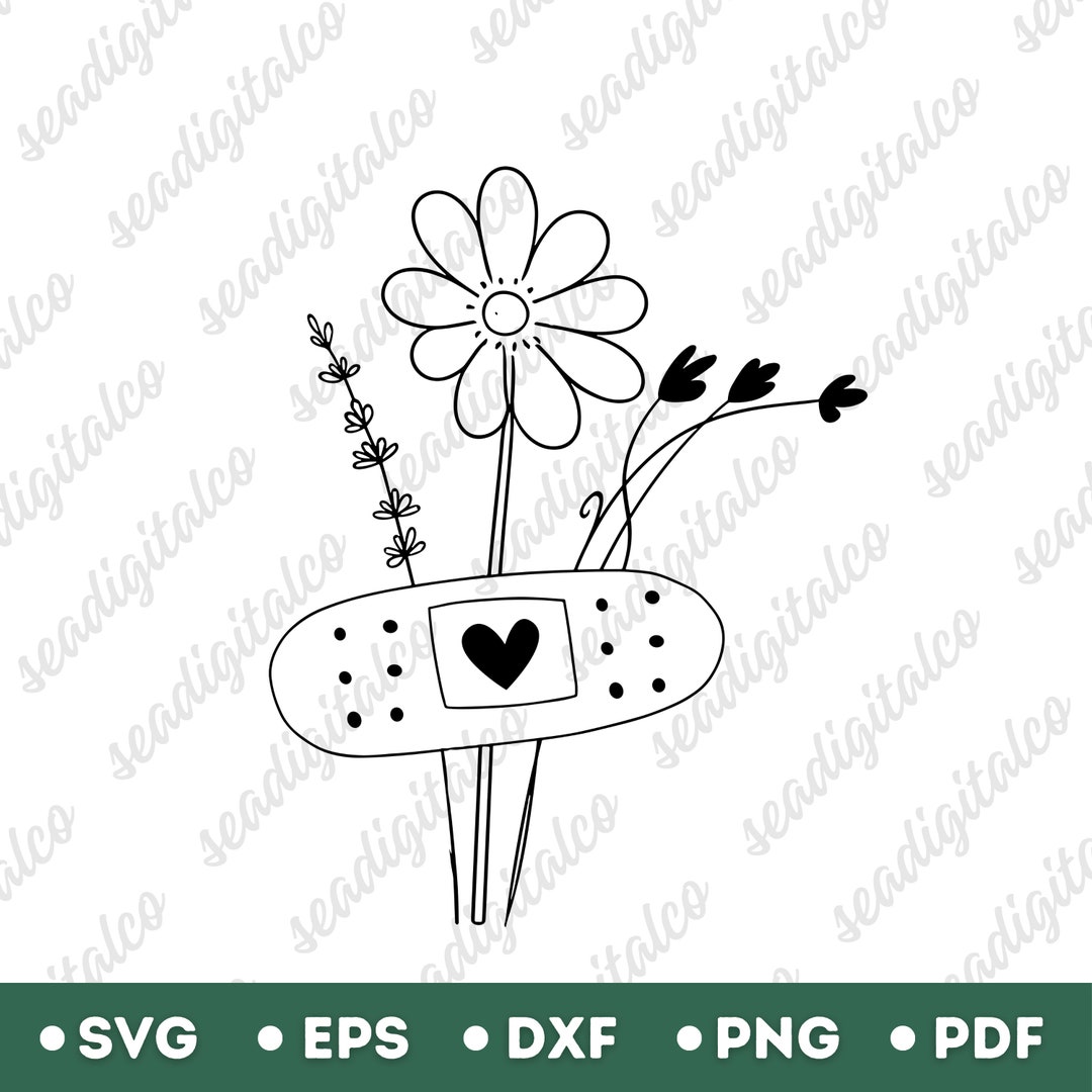 Flower With Bandage SVG, Flower Doodle Svg, Minimalist Flower Svg ...